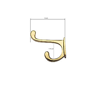 Solid Brass Retro Coat and Hat Hook Rectangle Base with Matching Brass Screws Finished in Polished Brass Heritage Multi Purpose Hook