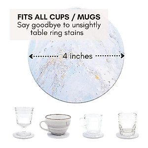 Coasters Set of 6 with Holder, Coffee Table Decor, Coasters for Drinks, Coasters Coffee Table, Coaster Set, Marble Coasters, Drink Coasters, Stone Coasters for Drinks Absorbent…