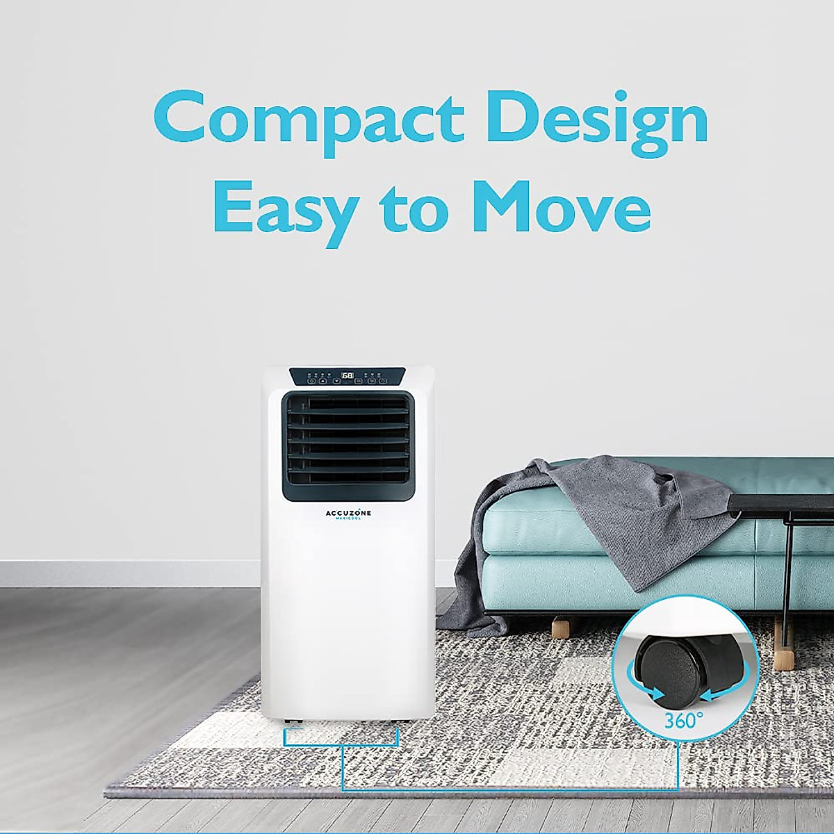 ACCUZONE Maxicool 11,000 BTU (SACC 6,000 BTU) Portable Air Conditioner 3-in-1 AC Portable, Dehumidifier, Fan for Rooms up to 350Sq ft.