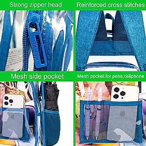 gxtvo Clear Backpack, Heavy Duty Transparent Bookbag, See Through Backpacks for Women Men- Navy
