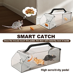 Humane Mousetrap,12 Inch No Kill Live Catch and Release Big Mouse Trap, Easy to Use & Clean Catch and Release Mousetrap,No Touch Release Pet and Kid-Friendly Mouse Trap (2 Pack Black)