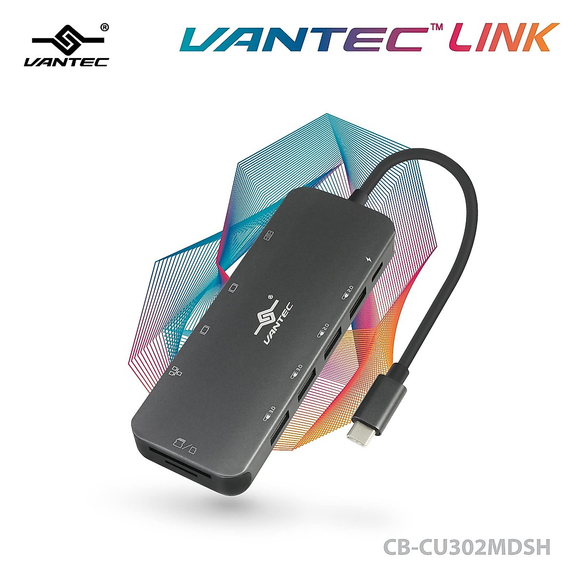 Vantec Link USB C Multi-Function Hub with 2xHDMI 4K, VGA, Gigabit, SD, MicroSD, 2xUSB 3.1, 2xUSB 2.0, PD 100W, USB C (CB-CU302MDSH)