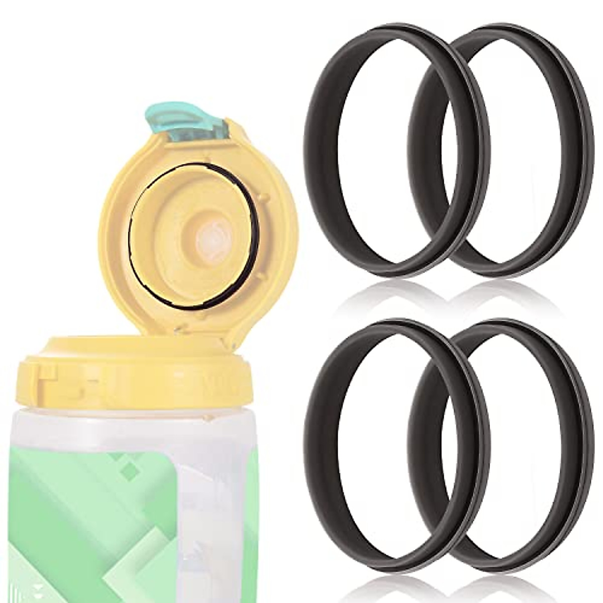 4pcs Replacement Gasket for Water Bottle, Silicone Lid Seal for Gatorade Water Bottle Replacement Gasket Compatible with 30oz Gatorade Gx