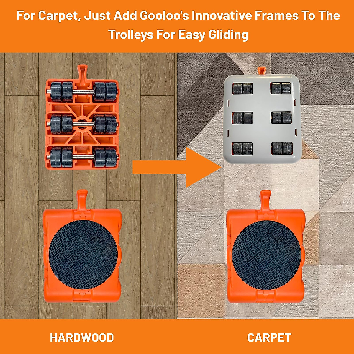 Simfelice Furniture Movers Heavy Duty Gooloo Furniture Movers with Wheels Furniture Lifter for Heavy Furniture Lift Mover Tool 4 Appliance Roller Sliders Furniture Moving Glides Supports 660 lbs