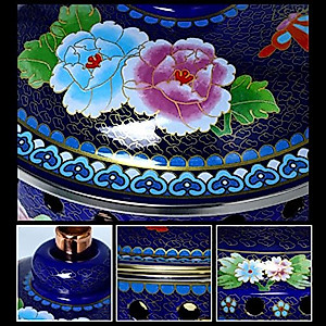 JYSWDZ Round Chafing Dishes, Vintage Hot Pot & Shabu, with Brass Inner Pot and Water Tray, Chinese Cooker Traditional Stew Pot Soup Pot for Cook Cooking