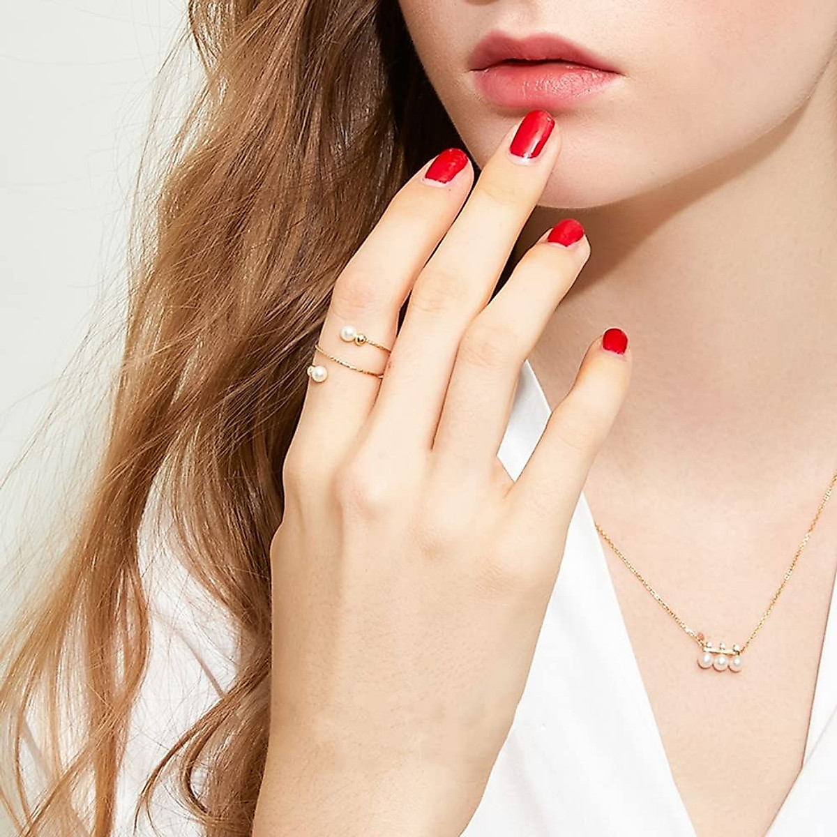 Shell Pearl Adjustable Open Wrap Ring 925 Sterling Silver 14K Gold Plated Stacking Statement Wedding Finger Rings for Women Girls Fashion Layered Comfort Fit Christmas Holiday Jewelry Gift for Girlfriend Wife