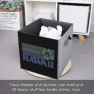 Hawaii Storage Bins with Handles Cube Closet Organizers and Storage Boxes Folding Basket for Shelves 2PCS