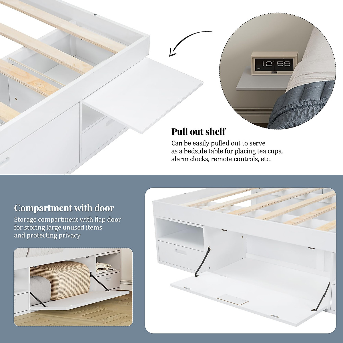 Merax Wood Captain's Platform Storage Bed with Drawers,Classic Bed Frame No Box Spring Needed Full, White