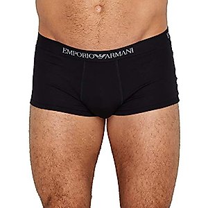 Emporio Armani Men's 3-Pack Cotton Trunks, Black, Medium