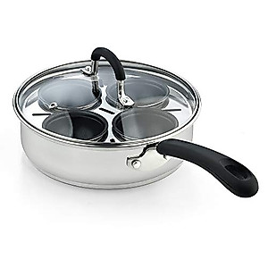 Cook N Home 4 Cup Stainless Steel Egg Poacher Pan 8"