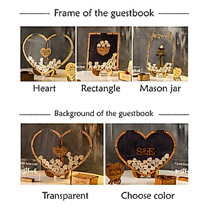 RIZONE Rustic Wedding Guest Book, Heart Drop Guest Book, Personalized Wedding Guest Book Alternative, Heart Frame Wedding Guest Book, Guest Book Sign, Wedding Decor, Wooden Drop Box
