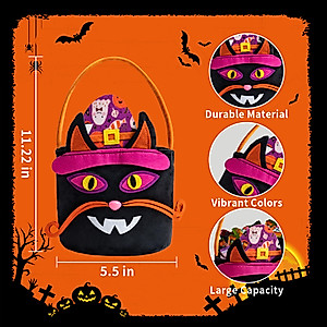 Halloween Trick or Treat Bags for Kids Candy Bucket Tote, Hands Party Favors Basket, Halloween Trick or Trade Bag, Cat