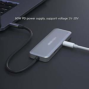 Port Expander 5 in 1 USB C Adapter USB C Docking Station with 4K HDMI, USB-C 60W PD, USB 3.0 Ports, SD/TF Card Reader, USB C Hub USB Splitter