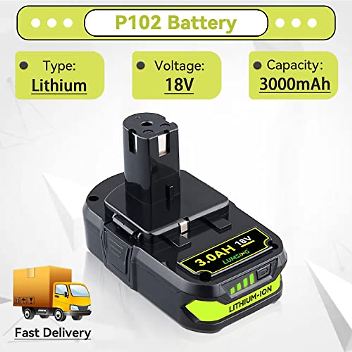 2Pack 3.0Ah P108 P102 Replacement for Ryobi Battery 18V Lithium + P117 Charger for Ryobi 18v Lithium Battery 18V P108 P107 P104 P105 P102 P103 Charger with 260051002 P117 P118 P119 P113 BCL1418
