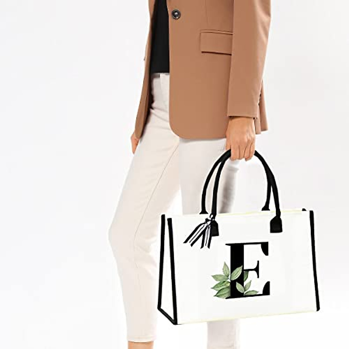 SANCABA 20th 30th 40th 50th Gfits Tote Bag Initial Monogrammed Bag,Personalized Beach Bag Reusable Bags,Wedding Bride Bridemaids