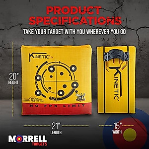 Morrell Targets 144 Yellow Jacket Kinetic 1.0 65 Pound Portable Field Point Archery Bag Target w/ 2 Shooting Sides, 10 Bullseyes, and Handles, Yellow