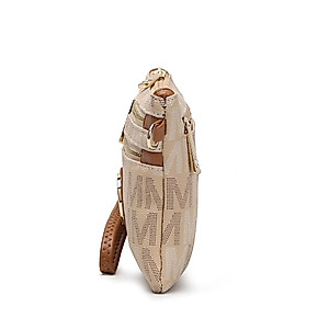 MKF 2 in 1 Crossbody Bags for Women, Wristlet Purse - Ladys Small PU Leather Messenger Handbag - Adjustable Strap Brown