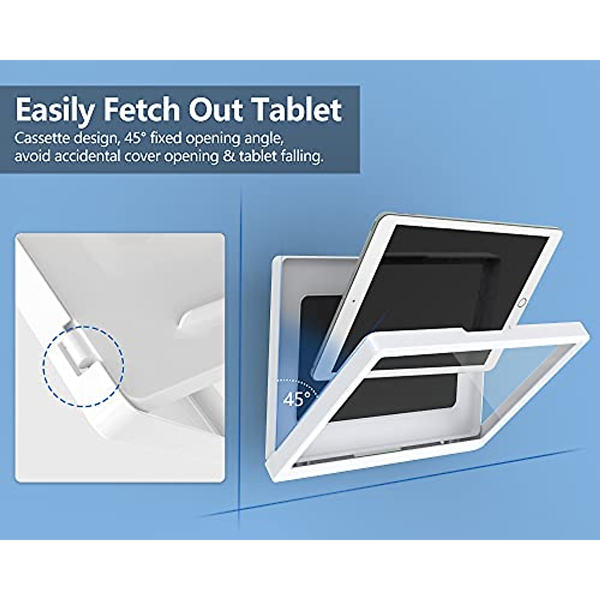 MoKo Wall Mount Shower Tablet Holder, 360 Rotation Waterproof Tablet Holder Bathroom Tablet Case Mount Shelf with Touchable Anti-Fog Screen for Tablets Up to 10.2", Fit with iPad 9 iPad Mini 6, White