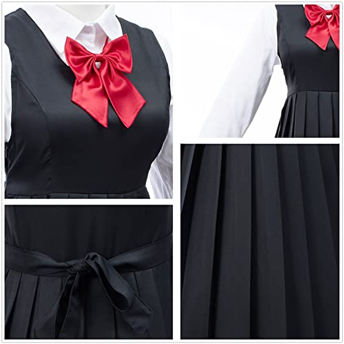 Classic Japanese School Girls Sailor Suit Dress Shirt Skirt JK Kawaii Anime Bunny Ears Cosplay Costumes Socks Bow Set Black XL