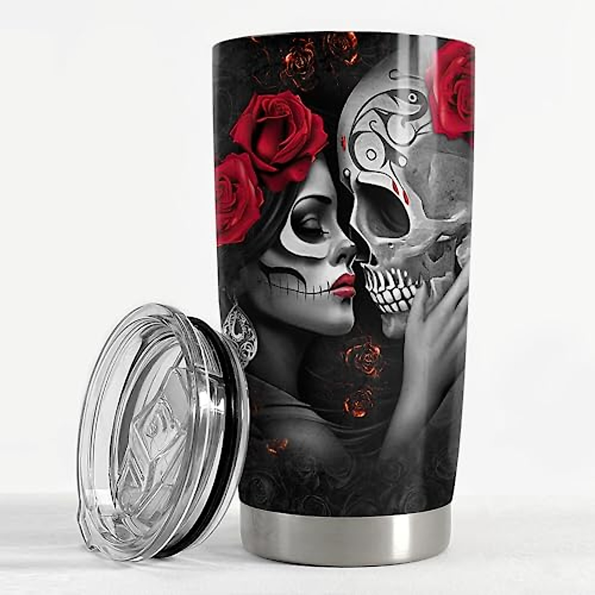 SANDJEST Couple Tumbler 20oz Gifts for Wife Husband Skull Couples Stainless Steel Tumblers Coffee Travel Mug Cup Romantic Gift for Valentine Birthday Anniversary Christmas