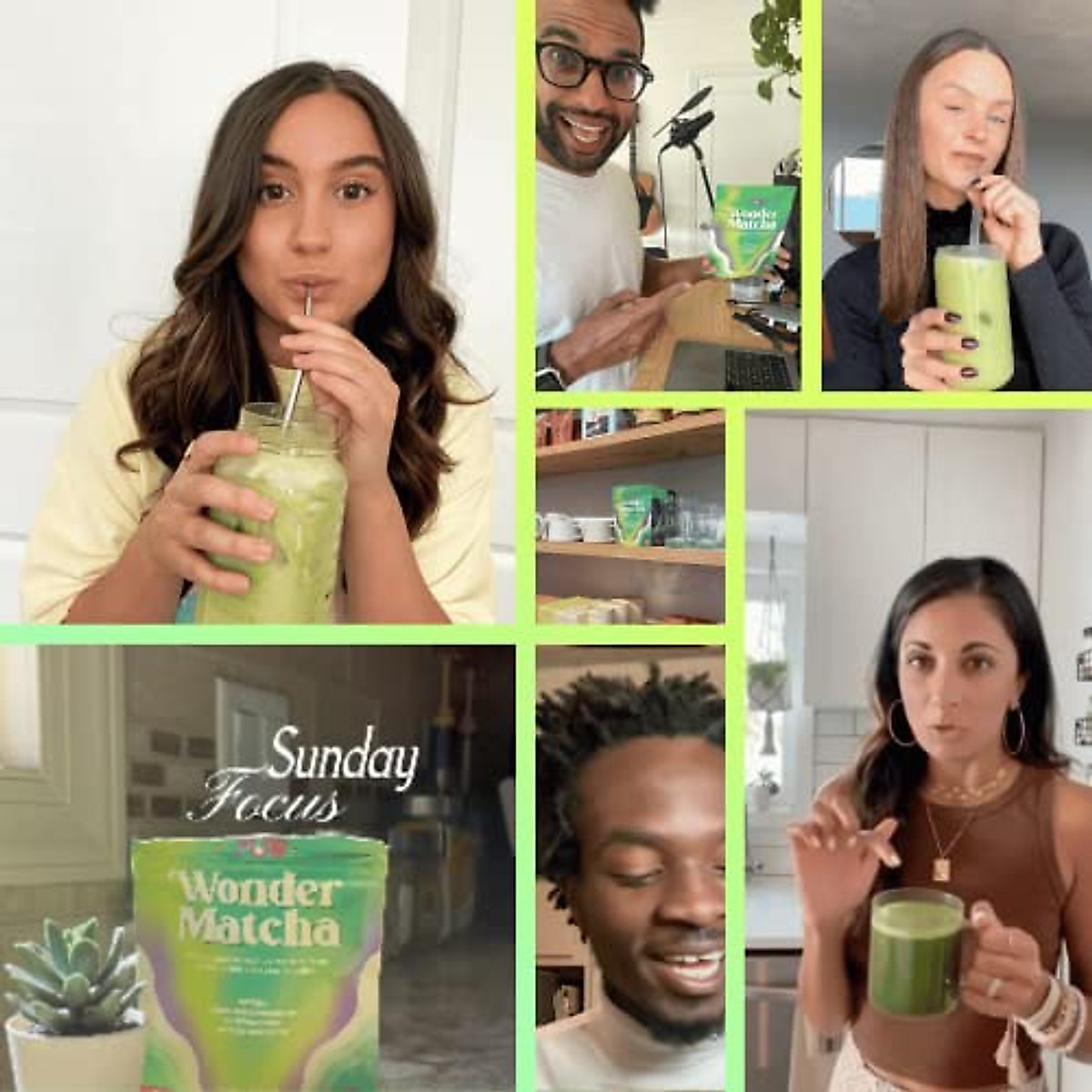 Pow Wonder Matcha | Organic Ceremonial Matcha w/Adaptogens, Mushrooms, Lion's Mane Mushroom and Ashwagandha | Lightly Sweetened (14 Servings)