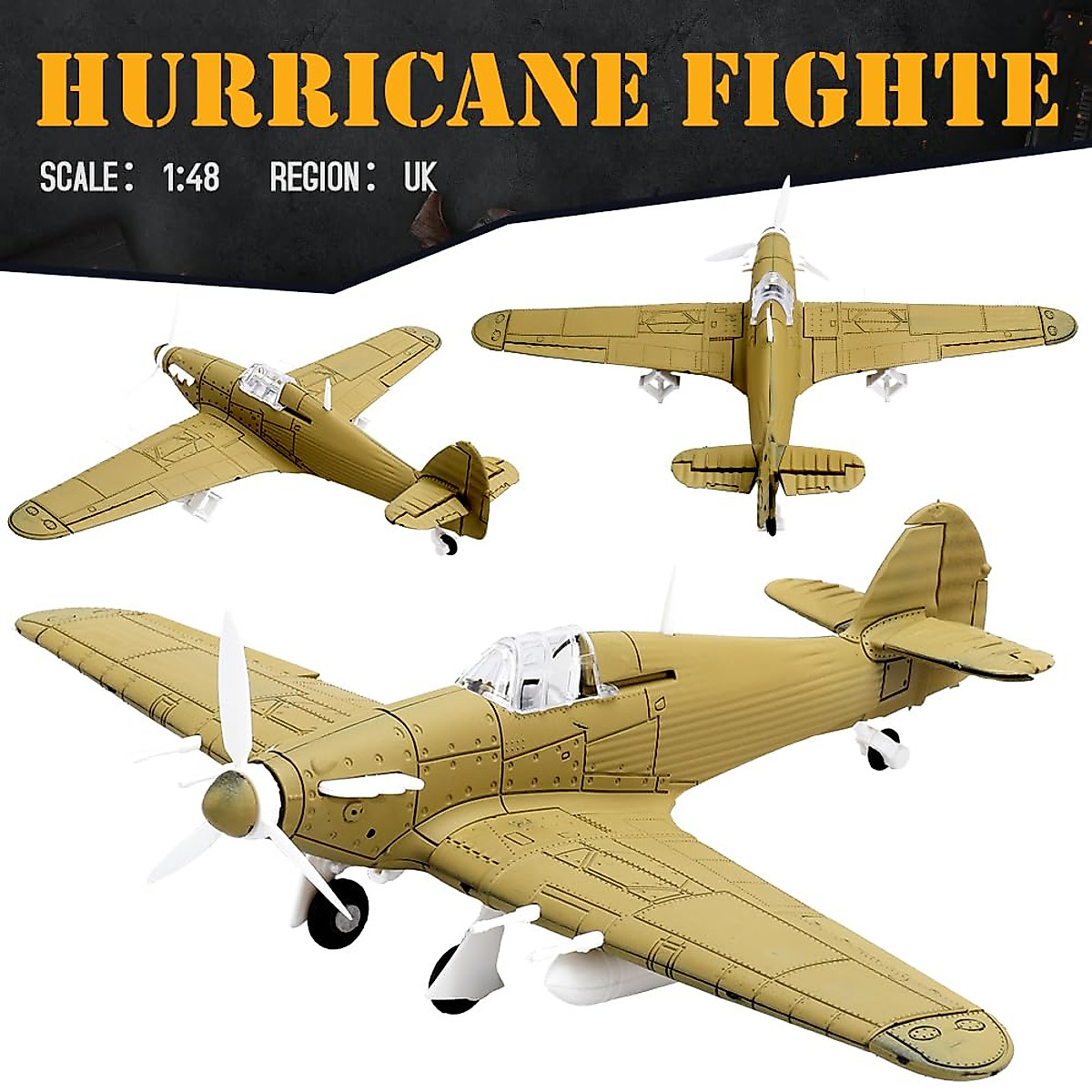 ViiKONDO 1/48 WWII UK Hurricane Fighter British Aircraft Military Warplane Model Building Kit DIY Assembly Jet Toy Airplane (01)