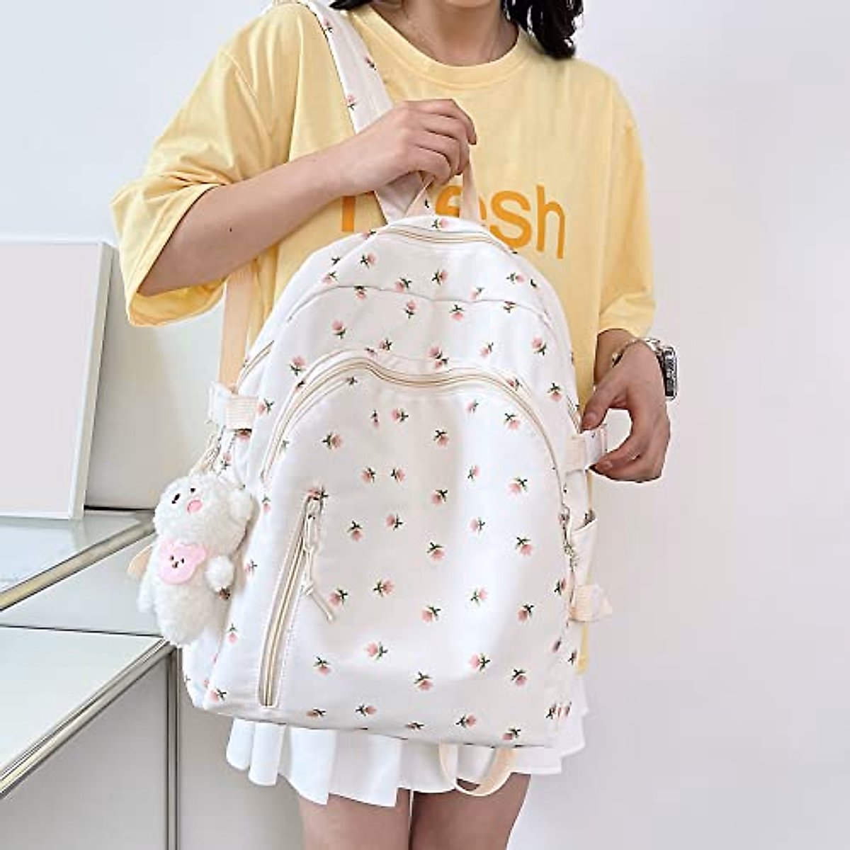 Cute Kawaii Backpack Floral Backpack for School Coquette Aesthetic Backpack Rucksack for Women Girls Coquette School Bag