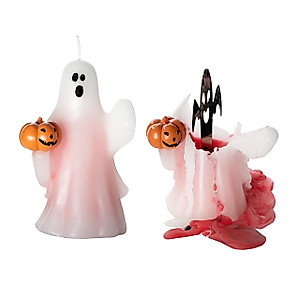 GUTE Ghost Skeleton Blood Candles - Bleeding Dripping Red Wax, Skeleton Skull Candle, Magic Skulls Gothic Spooky Candlestick Spooky Ghost Bar Decoration, Bleeding Candle (Ghost 1 Piece)