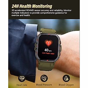 EarlySincere Smart Watch, 1.96''HD Full Touch Screen Bluetooth Call Outdoor Sports Watches with Waterproof Dust-Proof, Activity Fitness Tracker Blood Oxygen Sleep Monitor Pedometer for iOS Android