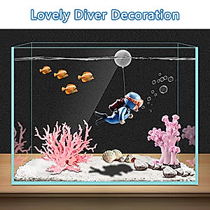 JOBEDE 2 Pack Diver Fish Tank Decoration, Floating Device Aquarium Accessories, Lovely Resin Diver Holding Camera for Aerating Aquarium Fish Tank Ornament (Blue and Orange)