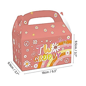 NA 12PCS Two Groovy Party Boxes Retro Hippie Boho Favors Boxes Goody Treat Daisy Rainbow Theme Girls Birthday Decorations Party Supplies for Candy Chocolate Cookies