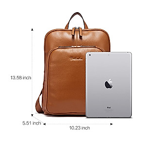 BOSTANTEN Genuine Leather Backpack Purse for Women Casual College Travel Bags Brown