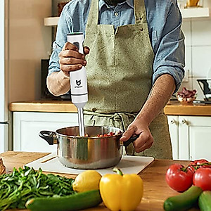 Cordless Hand Blender, UTALENT Variable Speed Immersion Blender handheld Rechargeable, with Fast Charger, Egg Whisk, for Smoothies, Milkshakes, Hummus and Soups – White