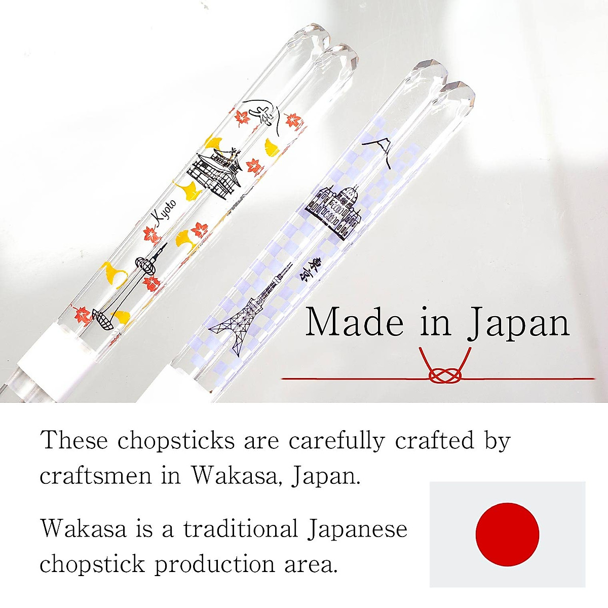 Aoba Japanese Wooden Chopsticks Reusable 2 Pairs in Gift Box Purple and Orange Dishwasher-safe (Tokyo and Kyoto) [ Made in Japan /Handcrafted ]