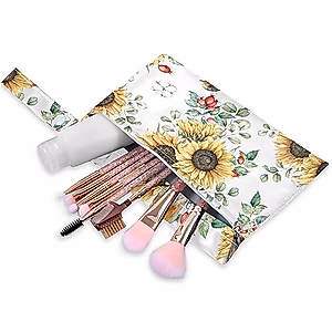 SDMKA 2Pcs Wet Dry Bag for Baby Cloth Diapers Sunflowers & Birds Reusable Waterproof Wet Bag with Two Zippered Pockets for Travel Beach Pool