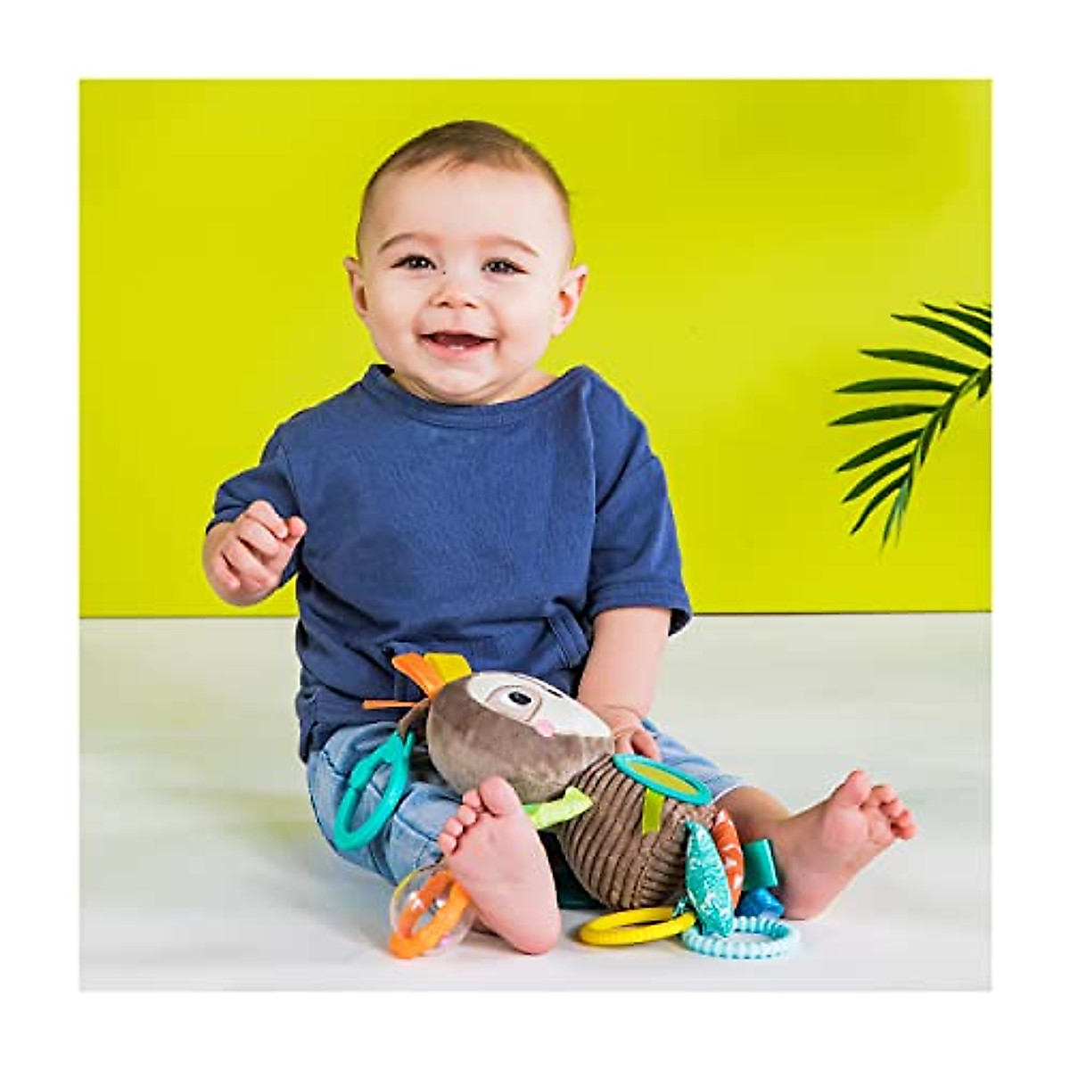 Bright Starts Sloth Plush Playful Pals Take-Along BPA-Free Stroller Baby Toy, Age Newborn+