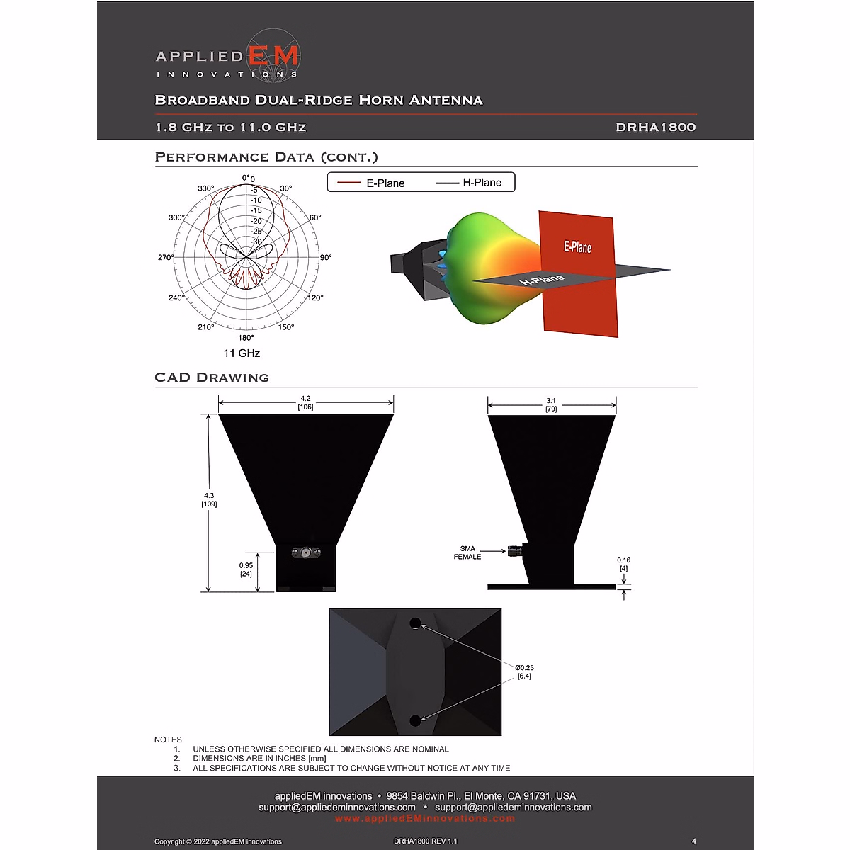 Wideband Dual-Ridge Horn Antenna (1.8 GHz to 11 GHz)