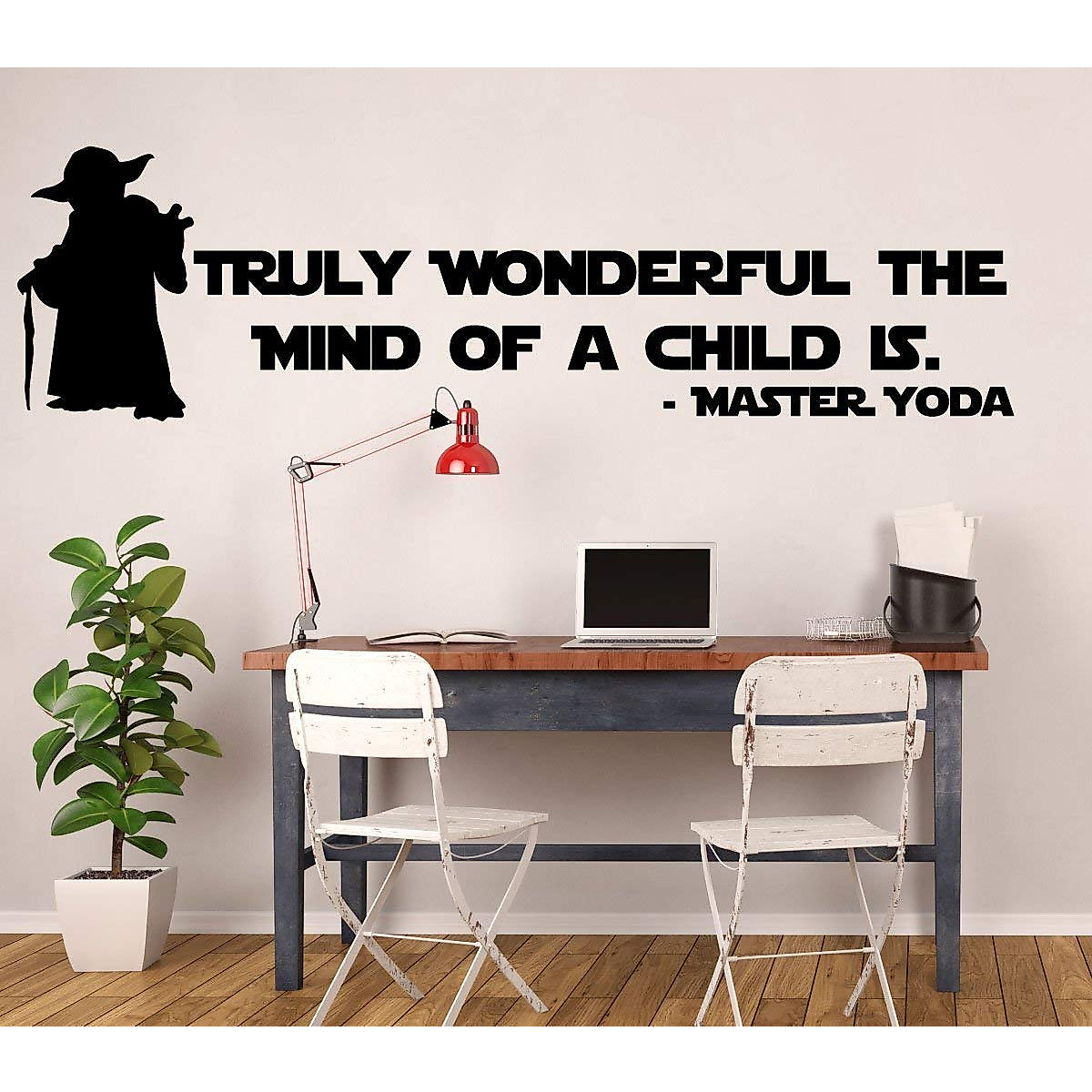 Yoda Child Quote Decal - Star Wars Master Jedi Vinyl Sticker - "Truly Wonderful The Mind Of A Child Is" - Wall Art Decor for Classrooms, Library, Boy's or Girl's Bedroom, Playroom or Nursery