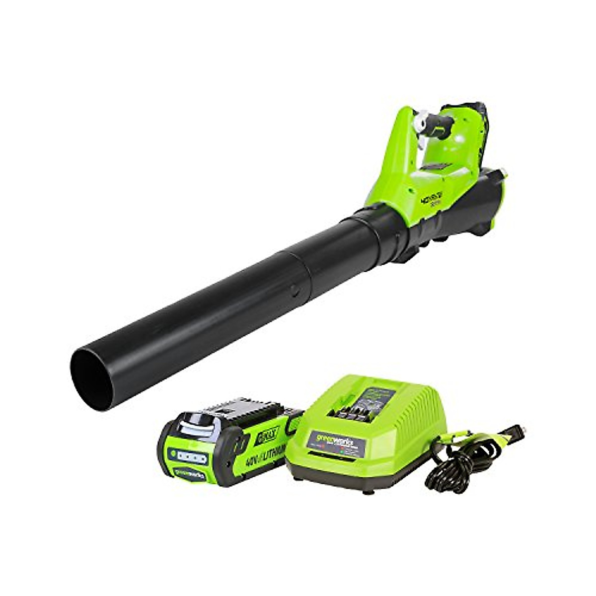 Greenworks 40V (115 MPH / 430 CFM) Brushless Cordless Axial Leaf Blower, 2.0Ah Battery and Charger Included & Greenworks 40V 2.0Ah Lithium-Ion Battery (Genuine Greenworks Battery)
