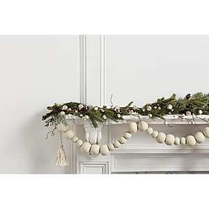 Mud Pie, White, Pom Tassel Garland, 60"
