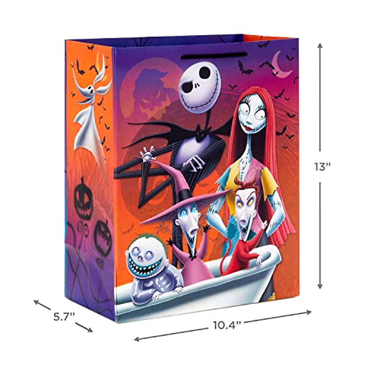 Hallmark Disney The Nightmare Before Christmas 13" Large Gift Bag Bundle (3 Bags: Jack Skellington, Zero, Sally, Lock, Shock and Barrel) for Halloween, Christmas, Birthdays