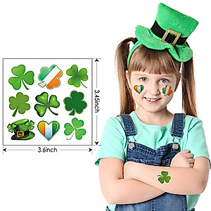 CUTELIILI St. Patrick's Day Temporary Tattoo 100+pcs, Party Favours Irish Flag Shamrock 12 Sheets Face Stickers For Audlts And Kids