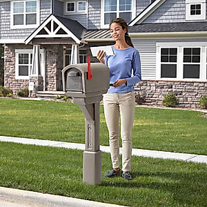 Step2 MailMaster Express Mailbox & Post, Weather Resistant, Large Outdoor Mailboxes, Made of Durable Plastic, Easy to Install, Flag Included, Mocha