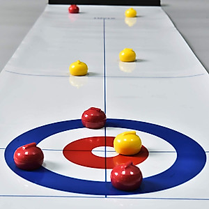Table Top Fun Family Games Compact Curling Board Game Set for Kids and Adults Shuffleboard Pucks with 8 Rollers