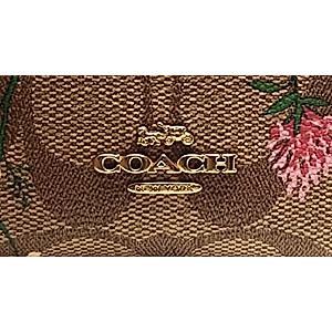 COACH Women's Mini Skinny ID Case (Signature Canvas - Wildflower Print - Khaki)