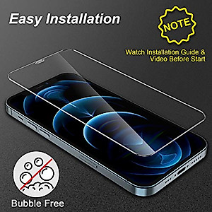 [4Pack] 2 Pack Screen Protector Tempered Glass Compatible with iPhone 12 PRO 5G (6.1”)+2 Pack Camera Lens Protector Tempered Glass for iPhone 12 PRO, HD Clear Anti-Scratch Bubble Free Case Friendly
