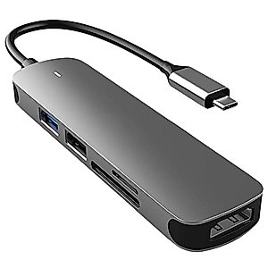 SOLUSTRE Connector Mini Outdoor Aluminum Type- c Multiport Portable C Dock Phone Grey USB. Accessories Use Station Hub- in- Adapter Reader Computer Travel Card Laptop Alloy for Dongle