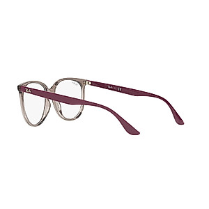 Ray-Ban Women's RX4378V Square Prescription Eyewear Frames, Transparent Grey/Demo Lens, 52 mm