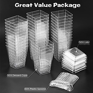 Ro&ario 50 Pack 5 oz Dessert Cups with Lids Parfait Cups with Lids Fruit Cups with Lid Appetizer Cups for Party Mini Dessert Cups Clear Plastic Cups Pudding Fruit Ice Cream Cups