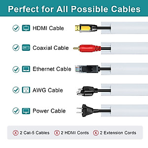 ZhiYo 4ft Floor Cable Cover, White & 85in Corner Cable Concealer Bundle